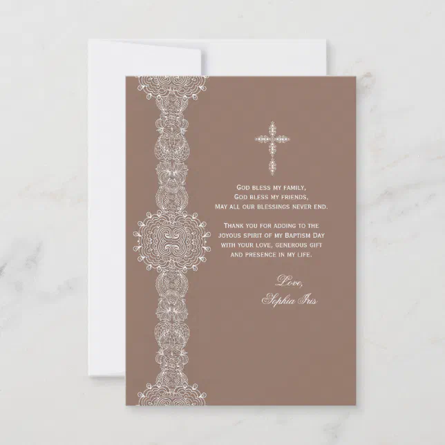 Lace Pillar Thank You Note | Zazzle