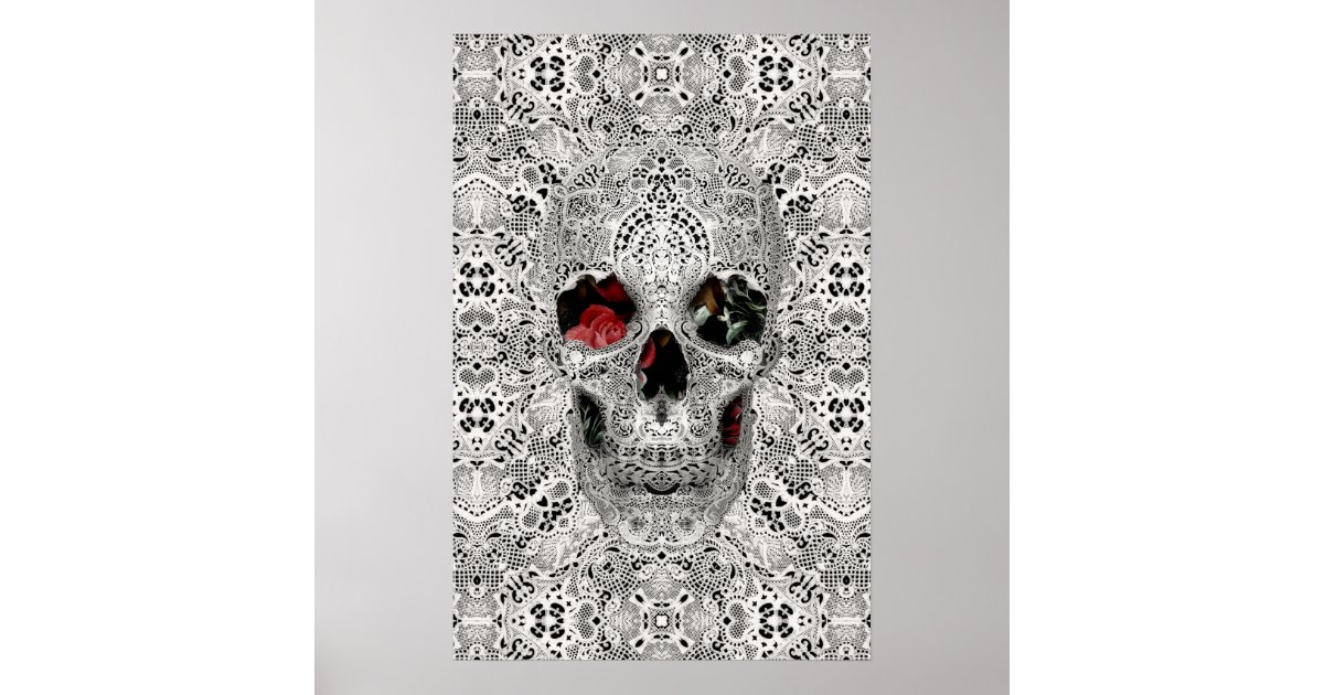 Lace Skull 2 Poster | Zazzle