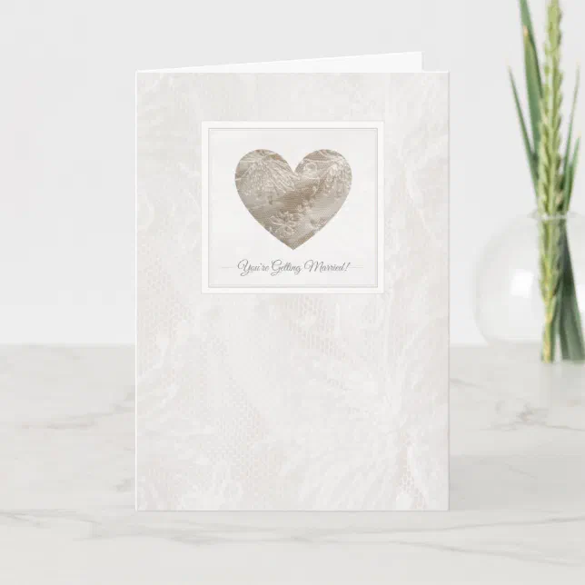 Lace style heart wedding card | Zazzle