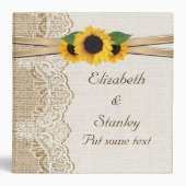 Lace sunflowers and burlap wedding planner binder | Zazzle