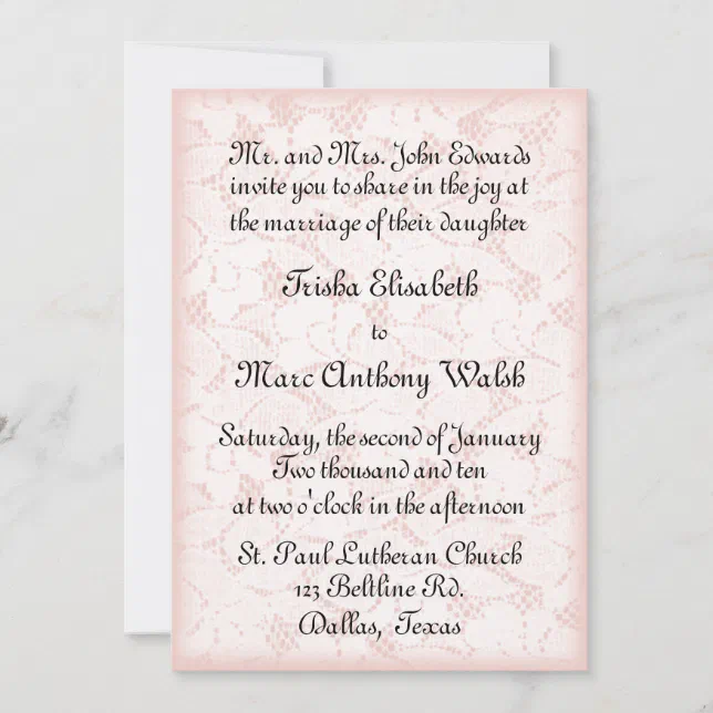 Lace Wedding Invitation | Zazzle