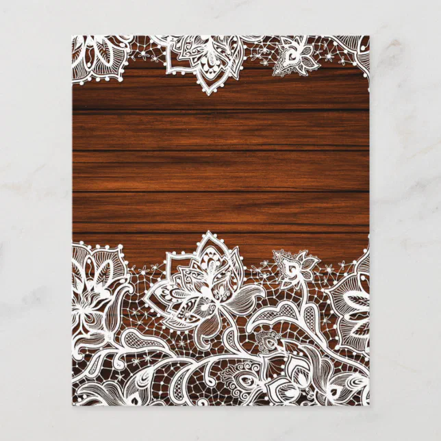 Lace & Wood Grain Rustic Scrapbook Paper | Zazzle