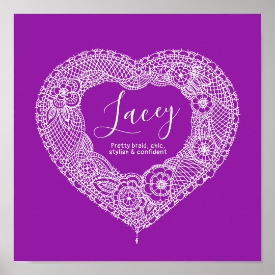 Lacey lace heart art name meaning poster | Zazzle.com