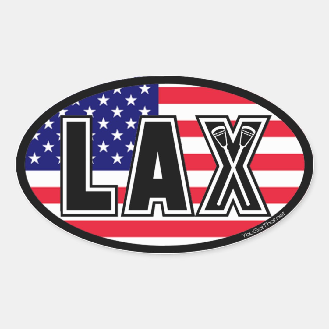 Lacrosse America Lax Flag Oval Sticker | Zazzle