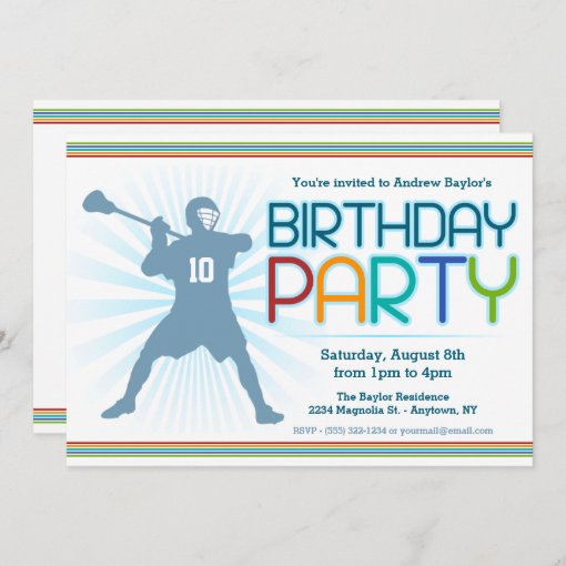 Lacrosse Birthday Party Invites - lax themed | Zazzle
