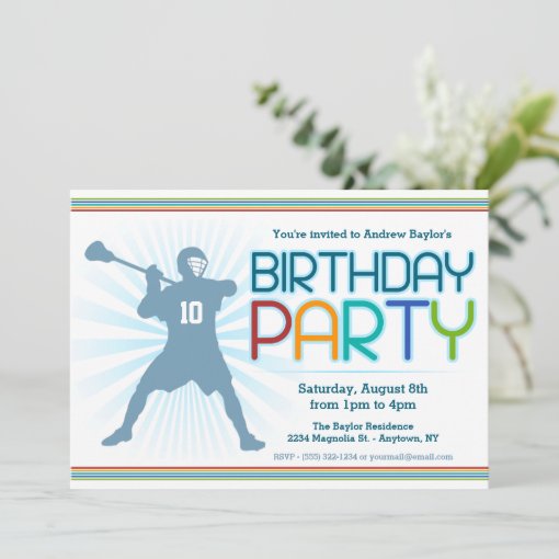 Lacrosse Birthday Party Invites - lax themed | Zazzle