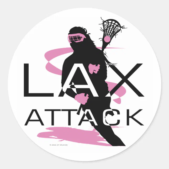 Lacrosse Girls LAX Attack Pink Classic Round Sticker | Zazzle