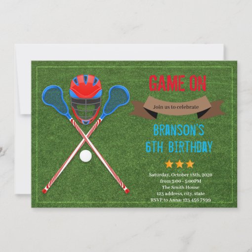 Lacrosse party theme invitation | Zazzle