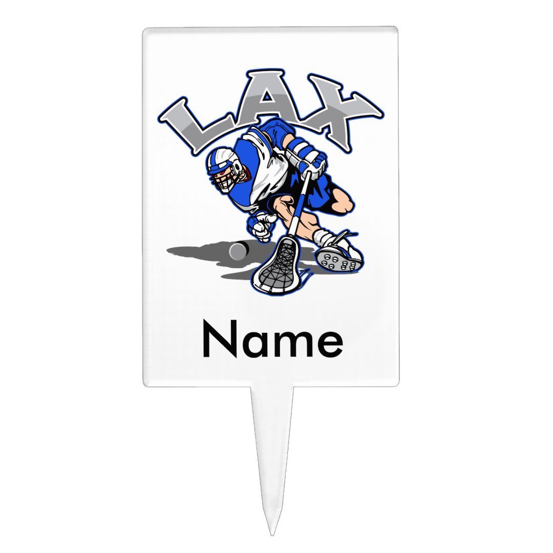 Lacrosse Player Blue Uniform Cake Topper | Zazzle