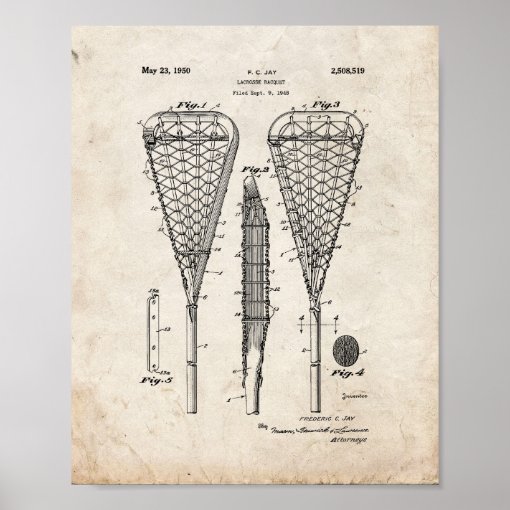 Lacrosse Racquet Patent - Old Look Poster | Zazzle