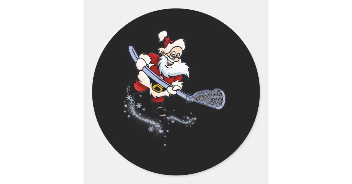 Lacrosse Santa Christmas Cool Lax Sport Ugly X-Mas Classic Round ...