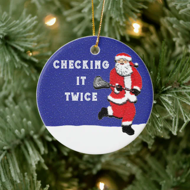 Lacrosse Santa Collectible Ceramic Ornament | Zazzle