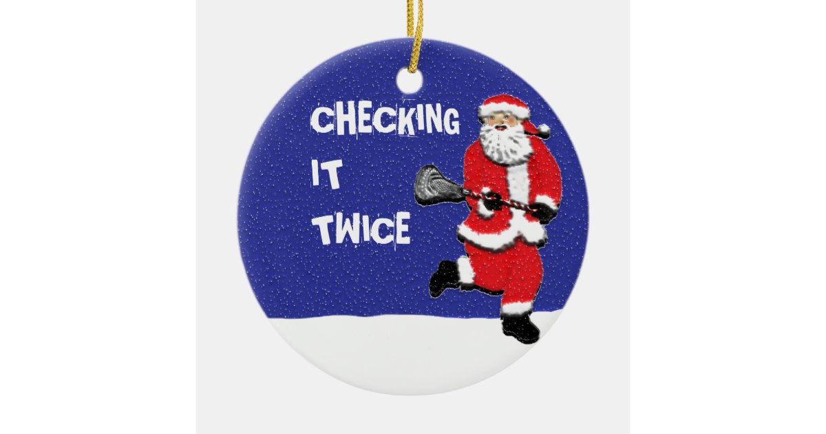 Lacrosse Santa Collectible Ceramic Ornament | Zazzle