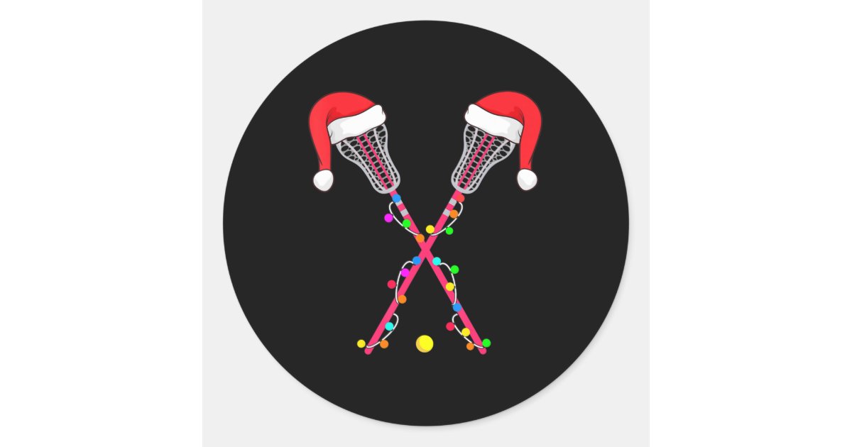 Lacrosse Santa Hat Christmas Lights Fun Sport Xmas Classic Round