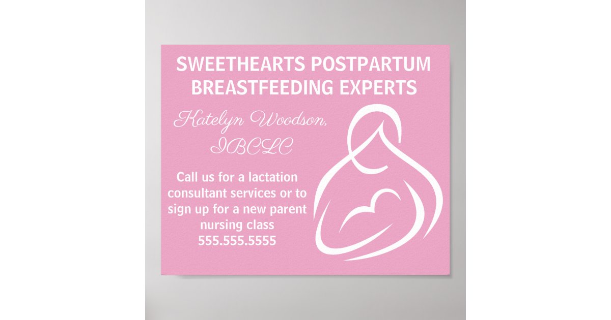 Lactation Consultant Breastfeeding Classes Pink Poster | Zazzle