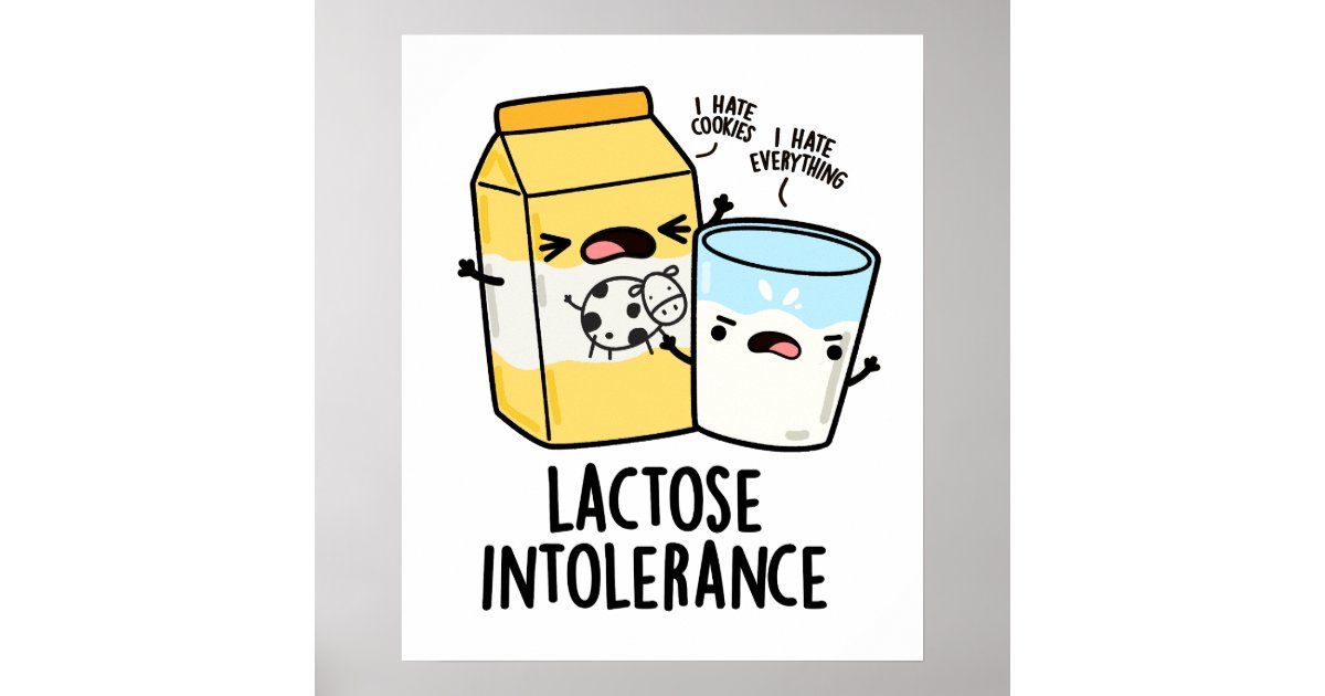 Lactose Intolerance Funny Milk Pun Poster | Zazzle