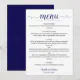 Lacy Calligraphy Navy Blue & White Wedding Menu | Zazzle