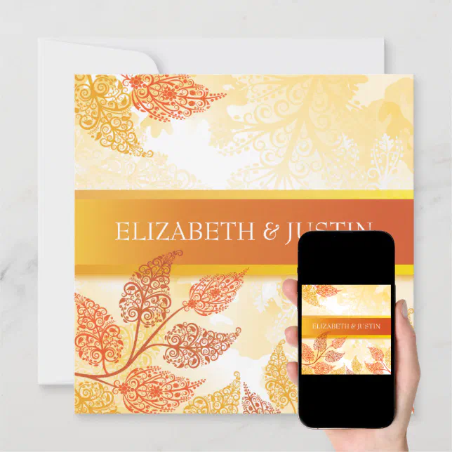 Lacy Leaves Fall Wedding Invitation | Zazzle