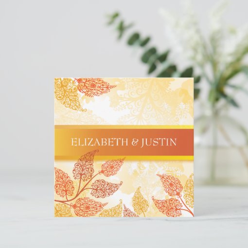 Lacy Leaves Fall Wedding Invitation | Zazzle