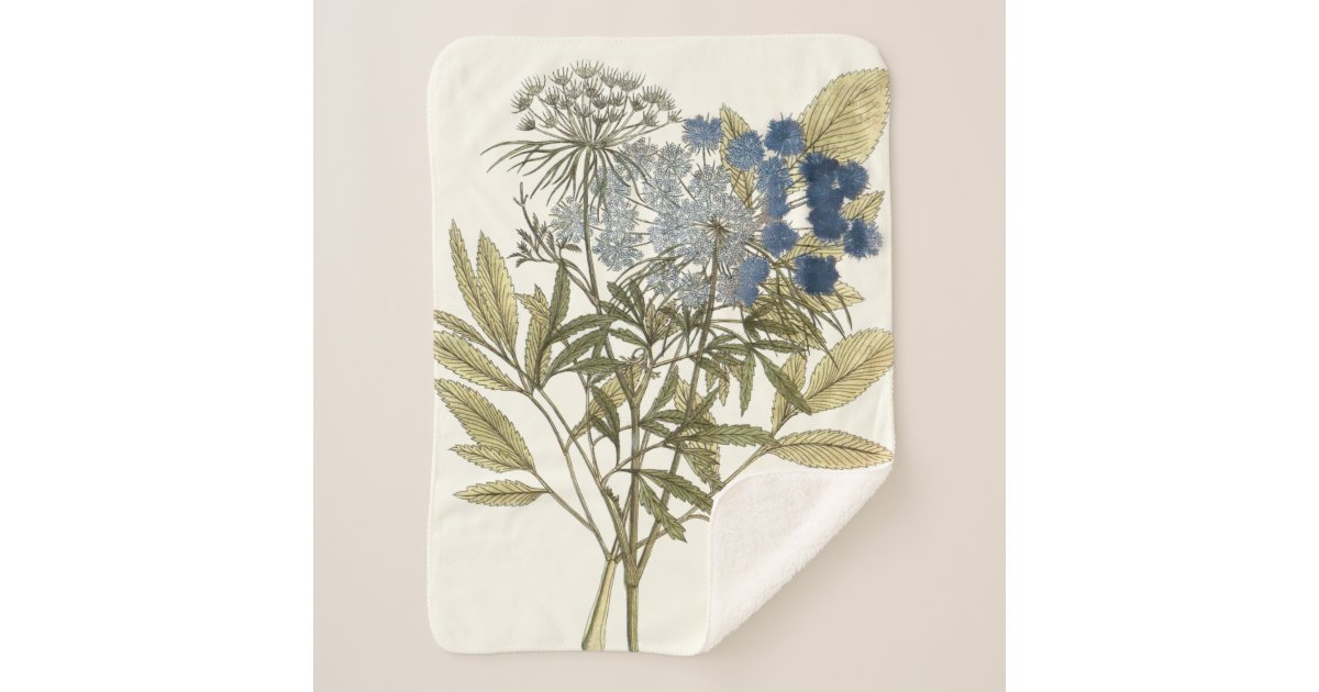 Lacy Leaves - Flowers and Greenery Sherpa Blanket | Zazzle