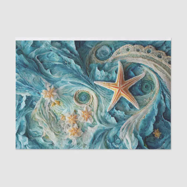 Lacy SeaStars, Ocean Waves & Starfish Tissue Paper | Zazzle