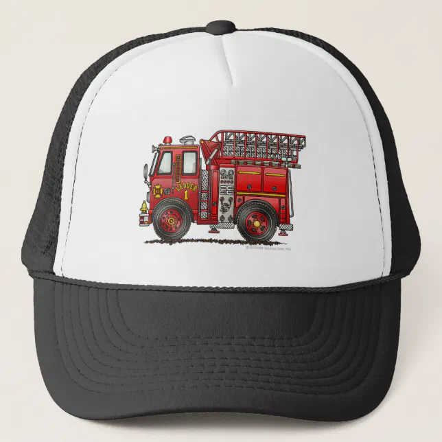 Ladder Fire Truck Firefighter Trucker Hat | Zazzle