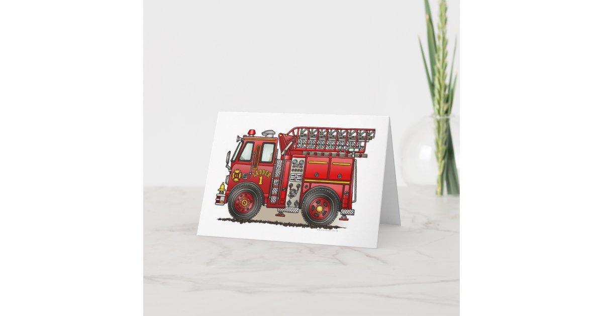 Ladder Fire Truck Greeting Card | Zazzle