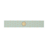 Ladder Horn Shell Pattern Retro Blue Monogram Invitation Belly Band ...