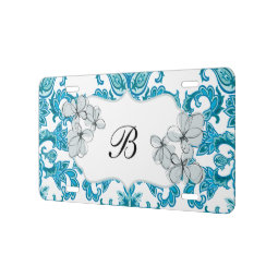 Ladies Girly Monogram Floral Style License Plate | Zazzle