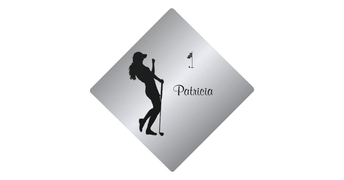Ladies Golfer Personal Graduation Cap Topper | Zazzle