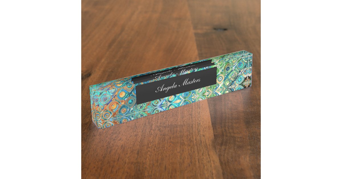 Ladies Monogram Modern Abstract Desk Name Plate | Zazzle
