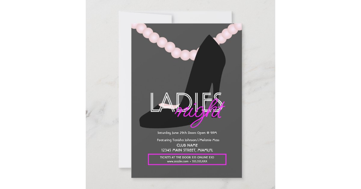 Ladies Night Club Bar Heel Pearls Flyer Invitation | Zazzle