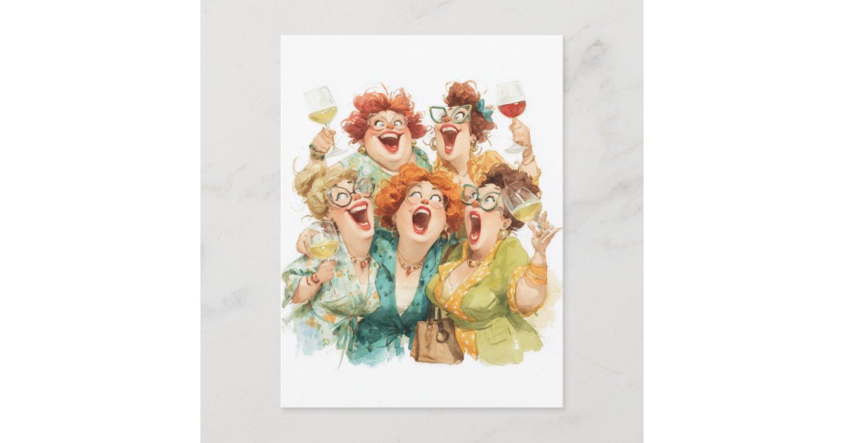 Ladies’ Night Laughter Postcard | Zazzle
