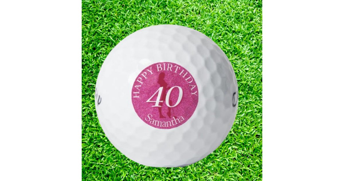 LADIES PINK GLITTER BIG BIRTHDAY GOLF BALLS | Zazzle