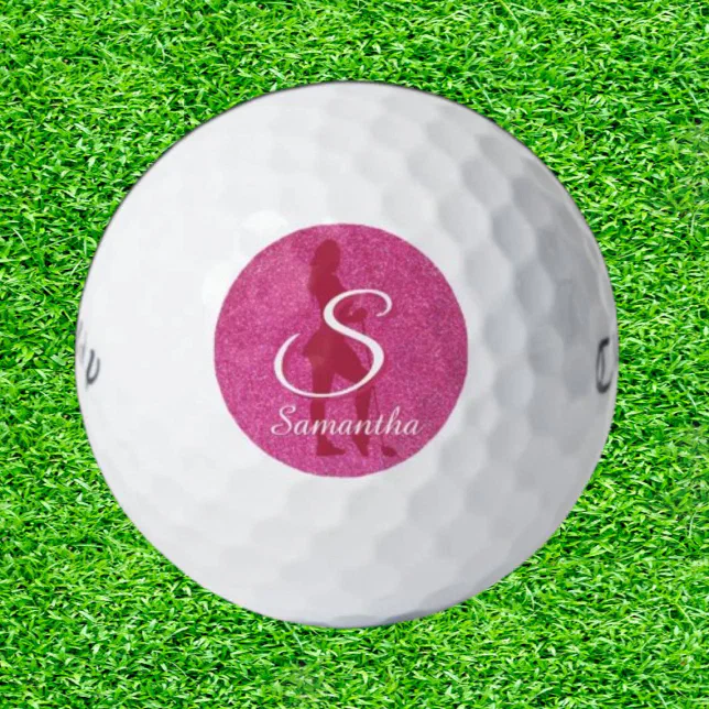 LADIES PINK GLITTER GOLF BALLS | Zazzle