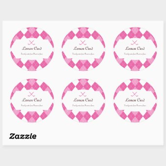 Ladies Pink Golf Argyle Classic Round Sticker | Zazzle