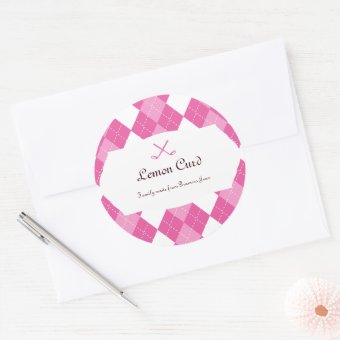 Ladies Pink Golf Argyle Classic Round Sticker | Zazzle