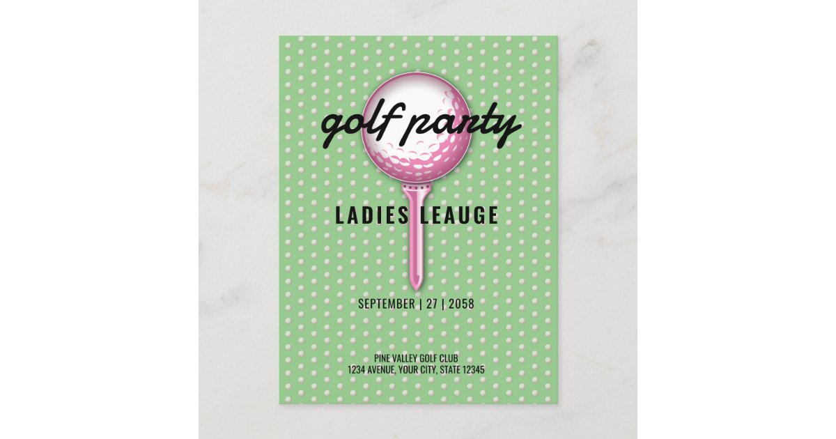 Ladies Pink Golf Party Design Invitation Postcard | Zazzle
