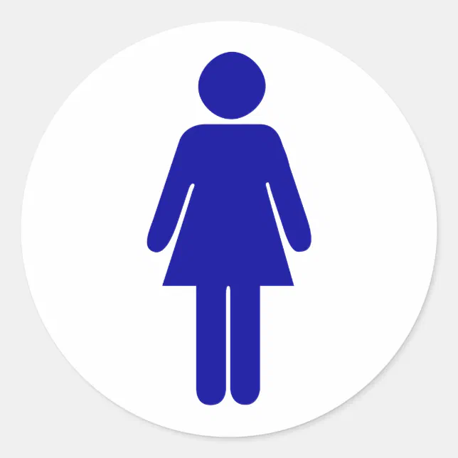 Ladies Restroom or Bathroom Sign Classic Round Sticker | Zazzle