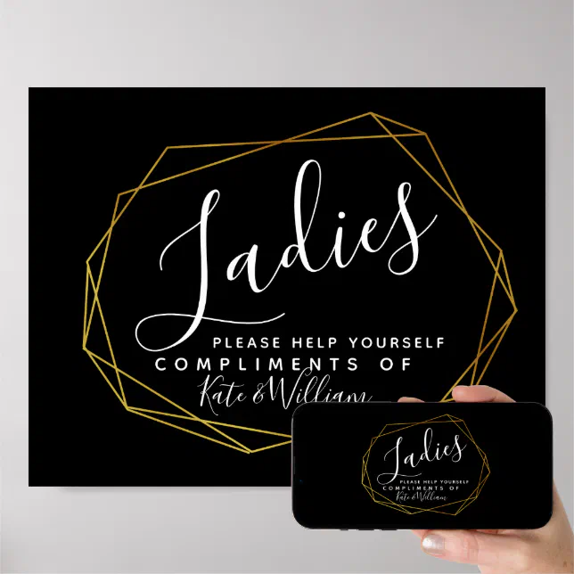 ladies restroom sign - toiletries basket geometric | Zazzle