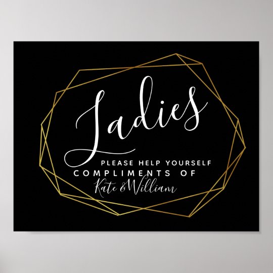 ladies restroom sign - toiletries basket geometric | Zazzle.com