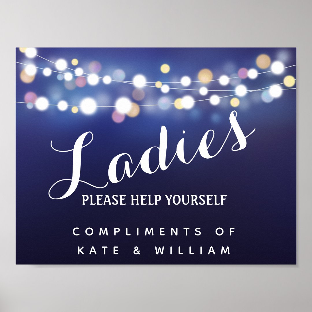ladies restroom sign - toiletries basket Navy | Zazzle