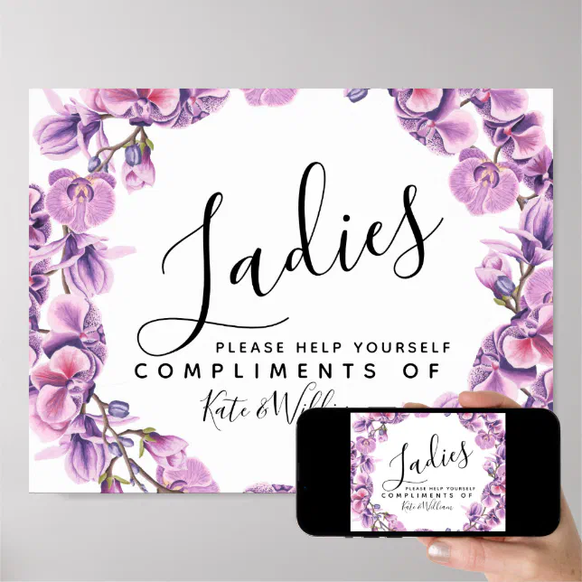 ladies restroom sign - toiletries basket purple | Zazzle