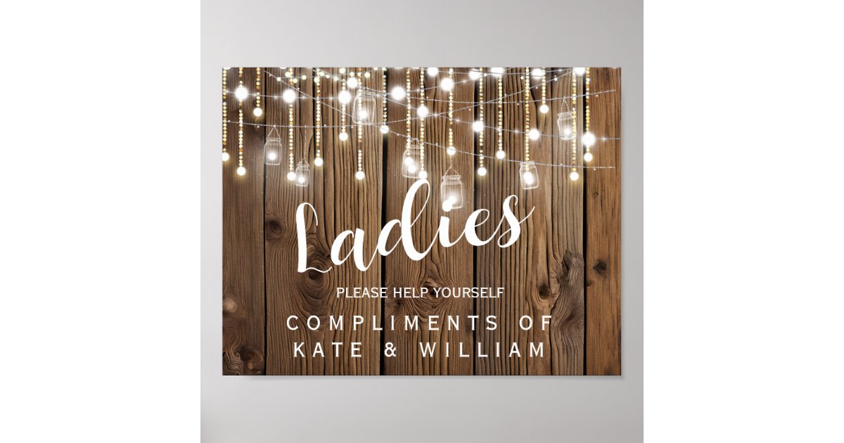 ladies restroom sign - toiletries basket rustic | Zazzle