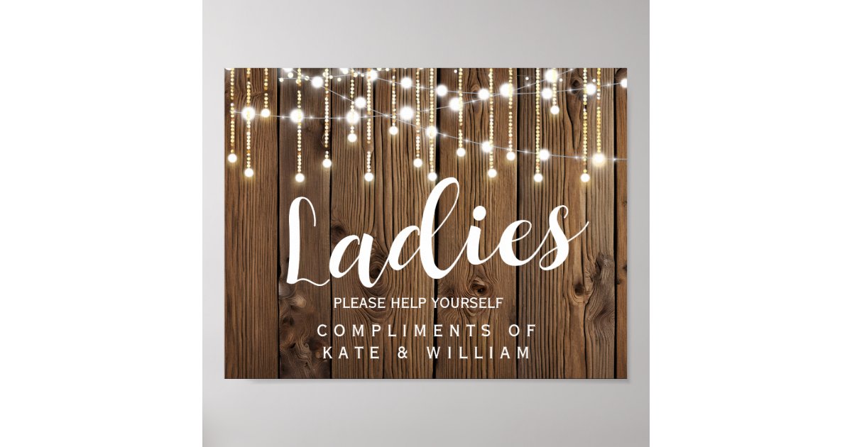 ladies restroom sign - toiletries basket rustic | Zazzle