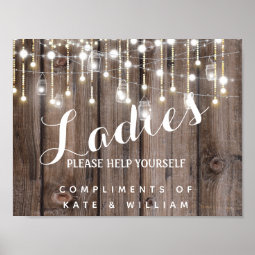 ladies restroom sign - toiletries basket rustic | Zazzle