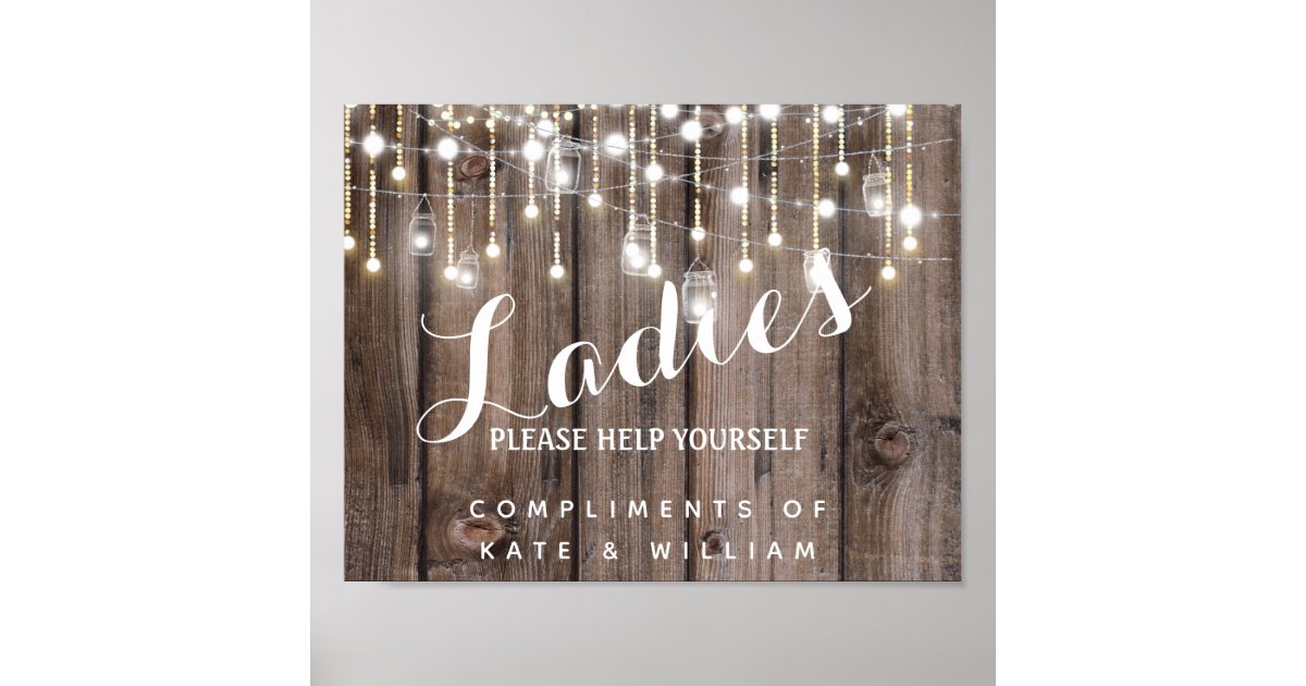ladies restroom sign - toiletries basket rustic | Zazzle