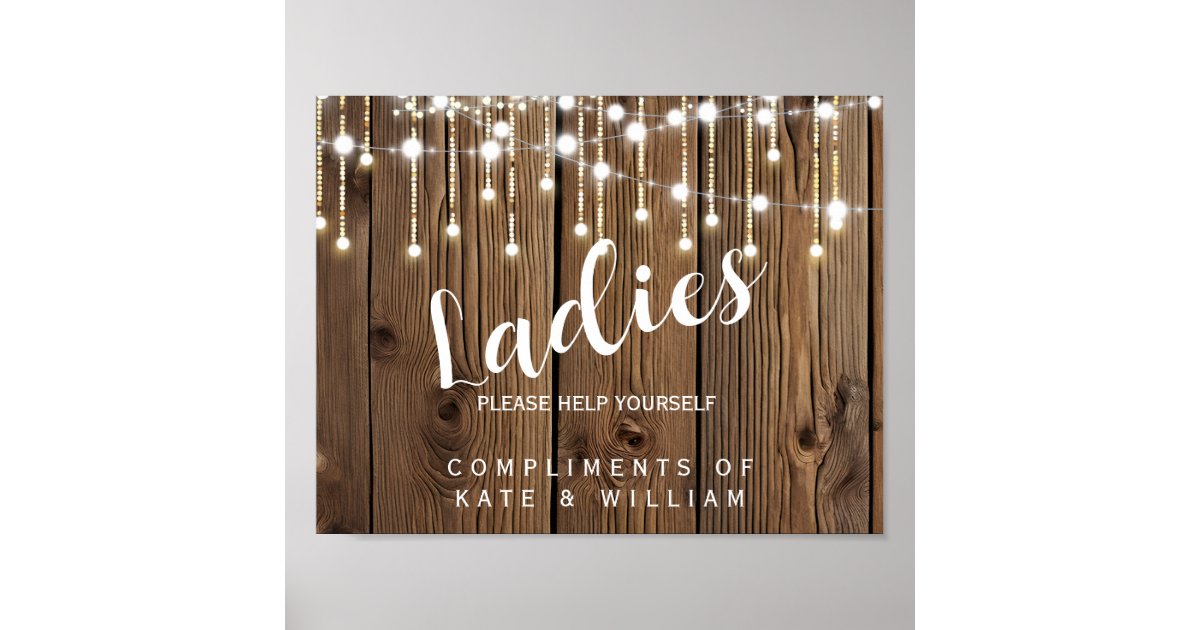 ladies restroom sign - toiletries basket rustic | Zazzle