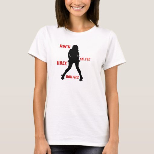 Ladies Rock Skate Roll Bounce T-Shirt - Red | Zazzle
