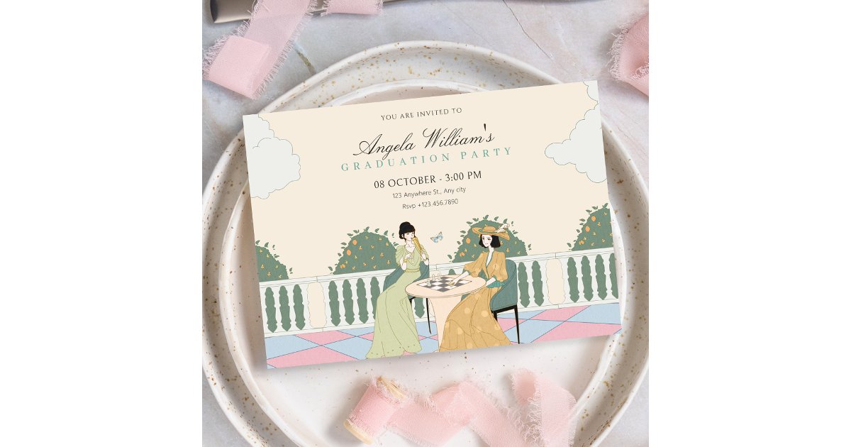 Ladies tea garden graduation invitation | Zazzle